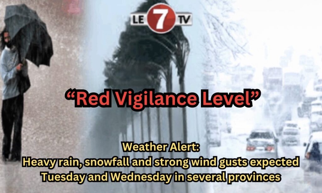 Weather Alert “Red Vigilance Level”: Heavy rain, snowfall and strong ...