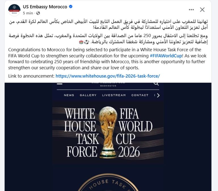 Morocco joins White House task force for the 2026 World Cup, marking a ...